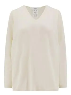 Max Mara Cashmere V-neck Sweater - White