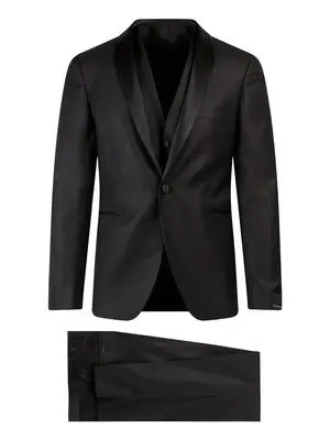 Tagliatore Virgin Wool And Silk Trouser With Vest - Black