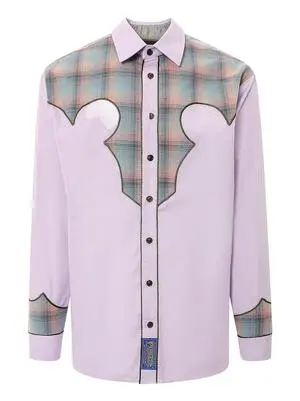 MAISON MARGIELA Cotton Shirt With Insert With Madras Motif - Purple