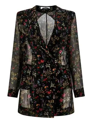 Max Mara Silk Blazer With Floral Print - Black