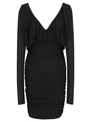 Saint Laurent Cupro Draped Dress - Black