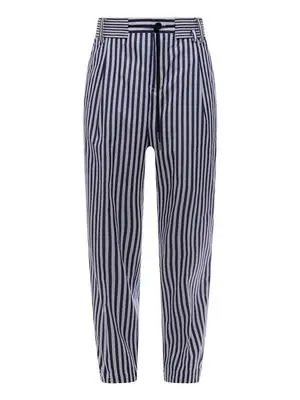 Sacai Striped Cotton Trousers - Blue