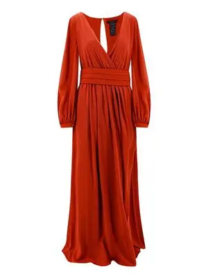Max Mara Silk Dress With Cutout Detail - Orange