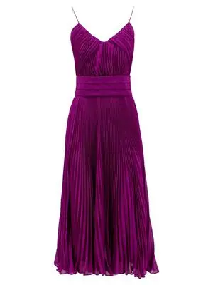 Max Mara Flared Pleated Dress - Purple
