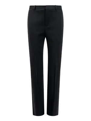 Saint Laurent Tuxedo Wool Trouser With Satin Side Band - Black