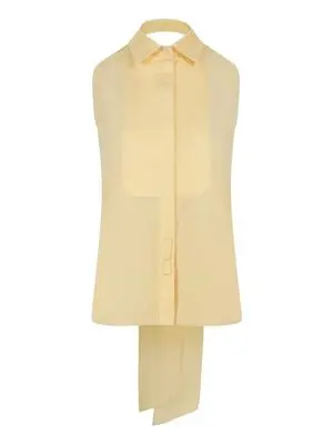 Max Mara Rupia Cotton Top With Bow Detail - Yellow