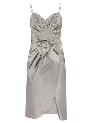 MAISON MARGIELA Laminated Cotton Dress With Bow - Silver
