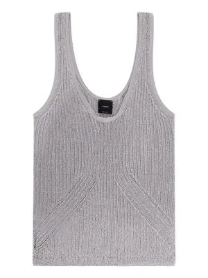 Pinko Noha Viscose And Metallized Fibre Tank Top - Silver