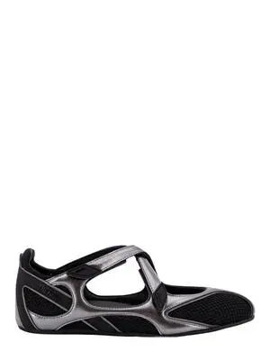 Attico Floor 01 Mesh And Leather Ballerinas - Black