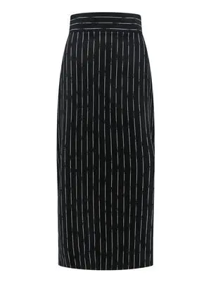 Alexander McQueen Wool Striped Skirt - Black