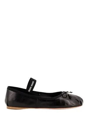 Miu Miu Leather Ballerinas - Black
