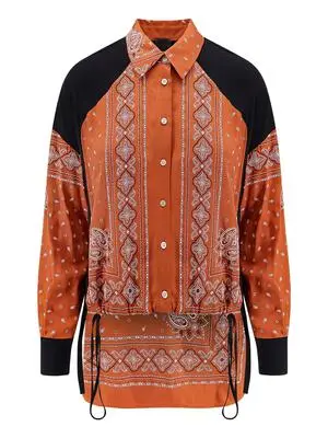 Pinko Viscose Bandana Print Shirt - Brown