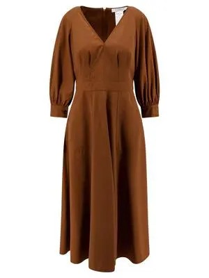 Max Mara Pedaggi Cotton Midi Dress - Brown