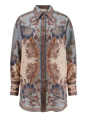 Zimmermann Ascension Manstyle Silk Shirt - Multicolor