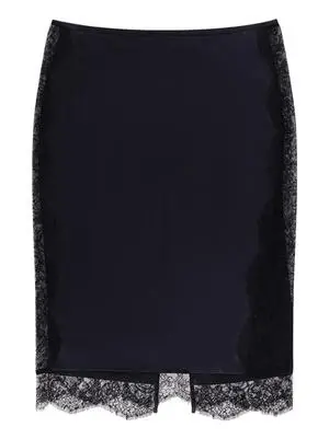 TOM FORD Silk Skirt With Lace Inserts - Black