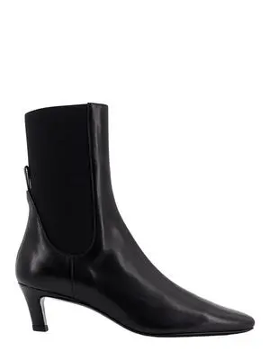 TOTEME Leather Mid-heel Boots - Black