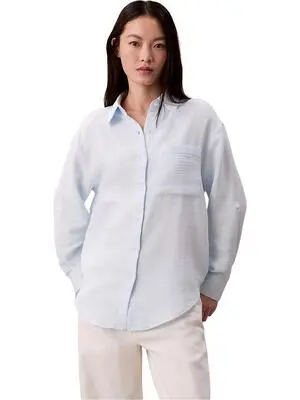 Calvin Klein Double Gauze Roll Tab Shirt - Ice Melt