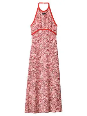 Miu Miu Floral Print Crepe De Chine Dress - Red/white