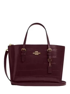 COACH® Mollie Tote 25 Embossed Crocodile/im/dark Wine