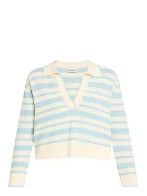 Simkhai Miller Long-sleeve Polo Sweater - Azure Sky Stripe