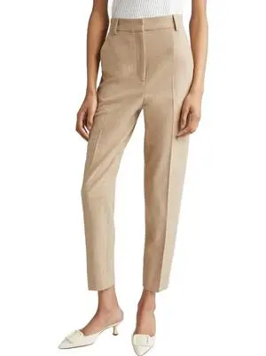 St. John Heathered Stretch Suiting Ankle Pants - Acorn/ Haze Gray Multi