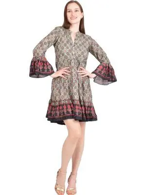 RAAS Juniper Ajrakh Print Mini Dress - Green