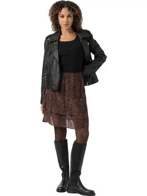 SAINT + SOFIA Etta Mini Layered Skirt - Brown