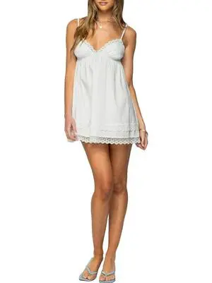 EDIKTED Luisa Babydoll Mini Dress - White