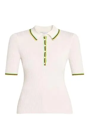 Gabriela Hearst Perro Rib Knit Polo Shirt - Ivory