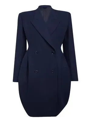 Alaïa Double-breasted Cropped Coat - Marine Fonce