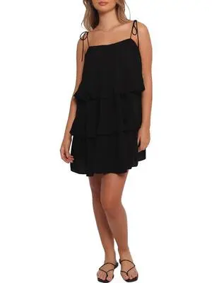PETAL & PUP Mylo Tiered Minidress - Black