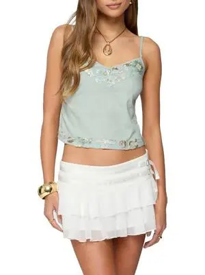 EDIKTED Sequin Beaded Camisole - Sage