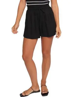 PETAL & PUP Paperbag Waist Linen-blend Shorts - Black