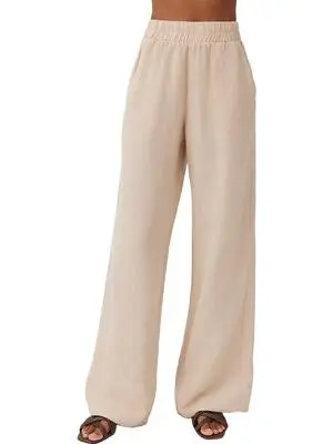 Bella Dahl Wide Leg Linen Blend Pants - Moroccan Sand