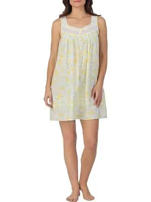 Eileen West Floral Print Cotton Lawn Chemise - White Novelty