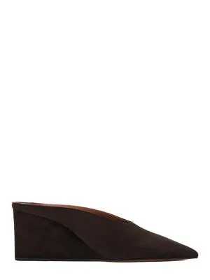 Alaïa Cube Suede Wedge Mules - Brown