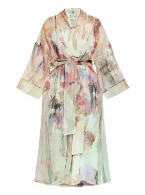 Munthe Floral-print Sheer Coat - Neutrals
