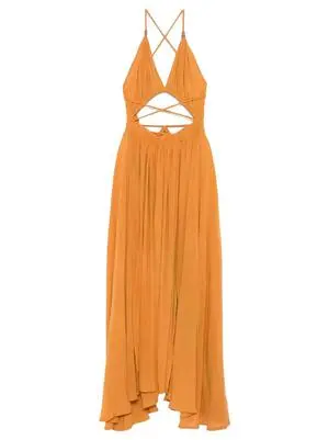 Caravana Cotton Pleated Maxi Dress - Orange