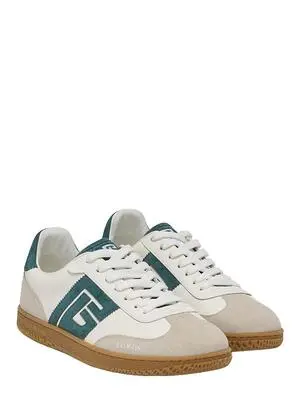 Balmain Swan Leather Trainers White And Green