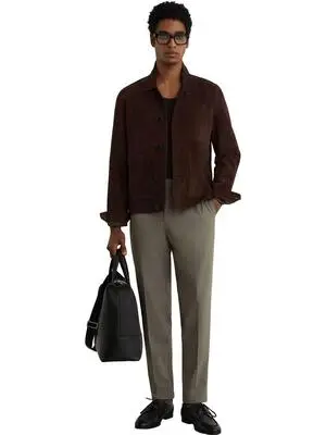 REISS Found Slim Fit Stretch Drawstring Trousers - Dark Sage Green