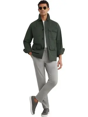 REISS Found Slim Fit Stretch Drawstring Trousers - Sage Green