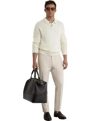 REISS Found Slim Fit Stretch Drawstring Trousers - Stone