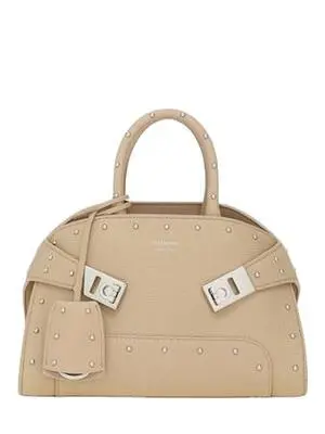 FERRAGAMO Hug Handbag With Studs Xs - Metallic