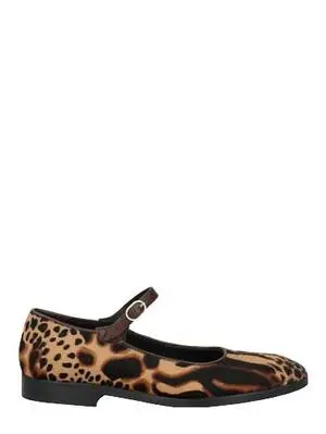 PONS QUINTANA Leopard Print Mary Jane Flats - Beige