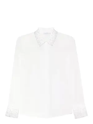 Patrizia Pepe Crystal-embellished Georgette Shirt - White