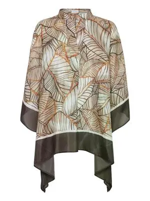 Brunello Cucinelli Papyrus-print Cape - Neutrals