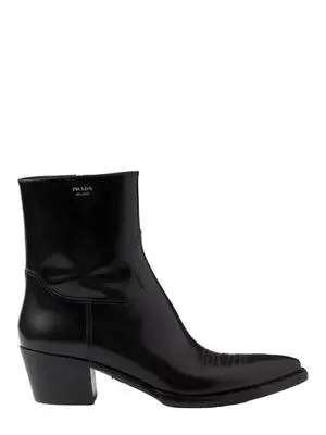 PRADA Brushed-Finish Leather Boots