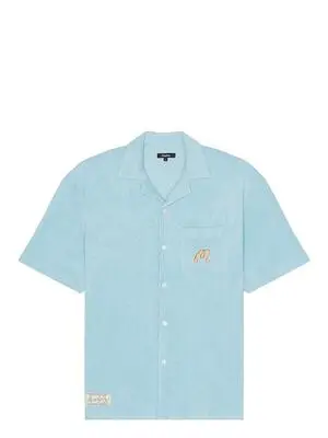 MALBON Bosco Button Up Shirt In Baby Blue - Light Blue