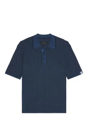 Rag & Bone Rag & Bone Harvey Garment Dyed Polo In Navy Moonlight