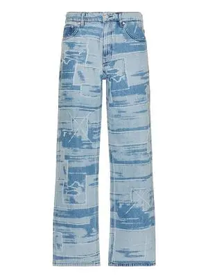BABYLON 5 Pocket Laser Printed Jeans - Light Indigo